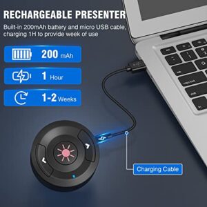 TECHERLEAF Presentation Clicker, Powerpoint Clicker with Red Laser Pointer Rechargeable, Finger Ring Wireless Presenter Remote PPT Clicker for Powerpoint Presentations Support Mac/Laptop/Computer