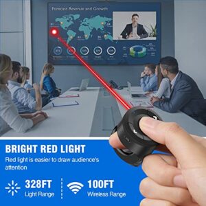 TECHERLEAF Presentation Clicker, Powerpoint Clicker with Red Laser Pointer Rechargeable, Finger Ring Wireless Presenter Remote PPT Clicker for Powerpoint Presentations Support Mac/Laptop/Computer