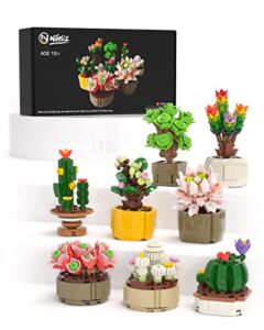 nifeliz succulents plant decor building kit, colorful succulents plant display set unique flower decor ideas, creative building project for adults (604 pcs)