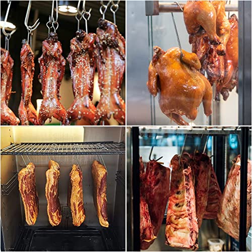 EATHEATY 60PCS 5inch 6inch 7inch Meat Hooks for Hanging, Stainless Steel Butcher Hooks for Smoker Butchering Smoking Hanging Beef, Meat, Drying, BBQ, Grilling Sausage Chicken Beef Hook Tool