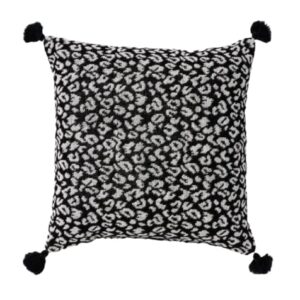 Textured Woven Animal Pattern Square Throw Pillow Black/Cream