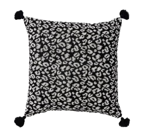 Textured Woven Animal Pattern Square Throw Pillow Black/Cream