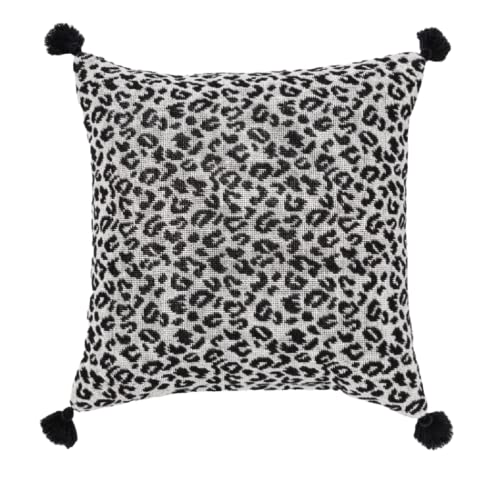 Textured Woven Animal Pattern Square Throw Pillow Black/Cream