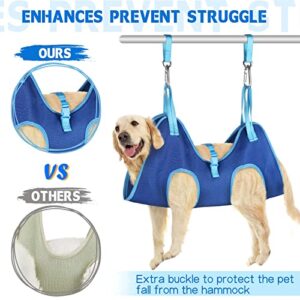 Supet Dog Grooming Hammock for Dog and Cat, Relaxation Pet Grooming Sling Helper, Breathable Pet Grooming Hammock for Nail Trimming, Ear/Eye Car with Nail Clippers/Trimmers/Scissors Blue