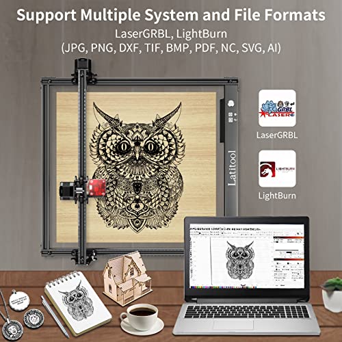 Latitool Laser Engraver, 50W High Accuracy Laser Engraving Machine with 410x400mm Large Working Area, 5.5-7.5W Laser Power Engraver and Cutter for Wood, Metal, Acrylic, Leather