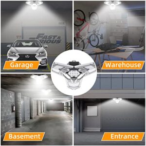 Garage Light, 100W Ultra Bright Garage Lights Ceiling LED with 3 Adjustable Panels, Garage Lighting LED Garage Storage Light 10000LW 6500K LED Garage Light for Basement, Workshop, Storage Room