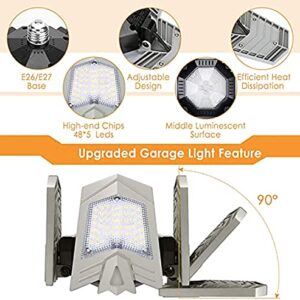 Garage Light, 100W Ultra Bright Garage Lights Ceiling LED with 3 Adjustable Panels, Garage Lighting LED Garage Storage Light 10000LW 6500K LED Garage Light for Basement, Workshop, Storage Room