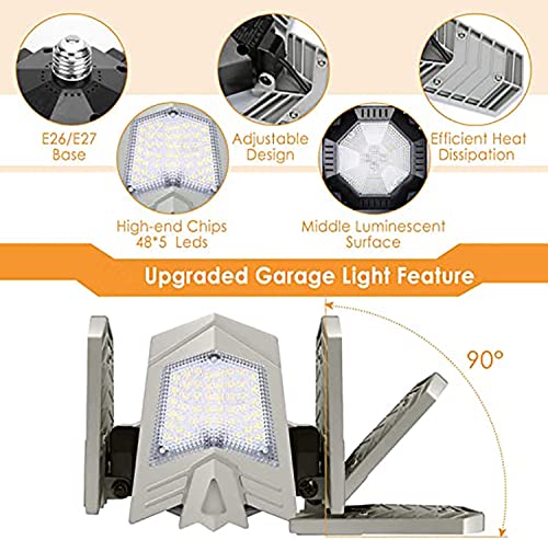 Garage Light, 100W Ultra Bright Garage Lights Ceiling LED with 3 Adjustable Panels, Garage Lighting LED Garage Storage Light 10000LW 6500K LED Garage Light for Basement, Workshop, Storage Room