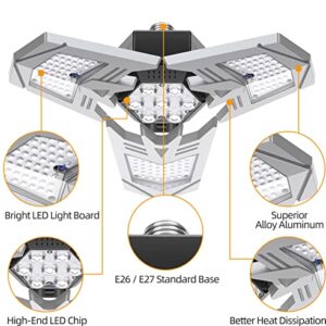 Garage Light, 100W Ultra Bright Garage Lights Ceiling LED with 3 Adjustable Panels, Garage Lighting LED Garage Storage Light 10000LW 6500K LED Garage Light for Basement, Workshop, Storage Room