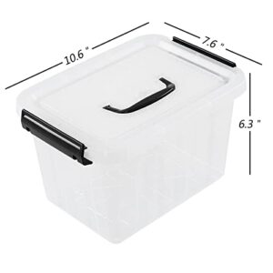 Ramddy 6 Quart Plastic Latching Storage Bin, 4 Pack Clear Container Box with Lid