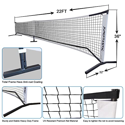 Carbon Fiber Pickleball Set with Net, Pickleball Set Include 4 Carbon Fiber Paddles, 22ft UV-Resistant PE Pickleball Net and Anti-Rust Frame, 6 Pickleballs, 2 Portable Carry Bags, 2 Cooling Towels