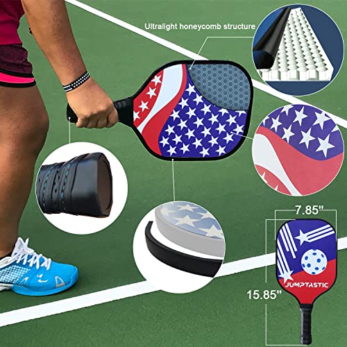 Carbon Fiber Pickleball Set with Net, Pickleball Set Include 4 Carbon Fiber Paddles, 22ft UV-Resistant PE Pickleball Net and Anti-Rust Frame, 6 Pickleballs, 2 Portable Carry Bags, 2 Cooling Towels