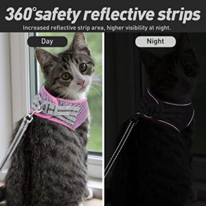 Cat Harness Leash Set no Escape Proof Soft Waking cat Adjustable Vest Harness for Puppy, Comfortable Outdoor Lightweight,Easy Control Breathable Black xs (Pink, X-Small (Chest Size:8"-10"))