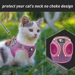 Cat Harness Leash Set no Escape Proof Soft Waking cat Adjustable Vest Harness for Puppy, Comfortable Outdoor Lightweight,Easy Control Breathable Black xs (Pink, X-Small (Chest Size:8"-10"))