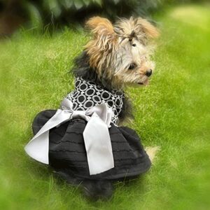 Yikeyo Dog Dress for Small Dogs Girl Female Dog Clohtes Pet Puppy Stripe Tutu with Flowers Dog Princess Dresses Clothing for Summer Beach Outfit Apparel for Chihuahua Yorkies (Black, X-Small)