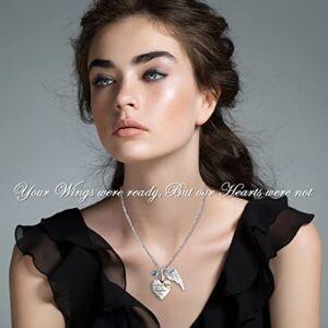 abooxiu Heart Urn Necklaces for Ashes with 12 Pcs Birthstones Cremation Necklace for Ashes Stainless Steel Cremation Jewelry for Son - Your Wings Were Ready, But My Heart Was Not