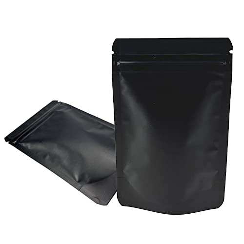 Stand-Up Resealable Heat Seal Bags 3.55mil Thick Mylar Frosted Black Foil Sealed Bags 50 Pieces 3.35x5.1 inch for Zip Packaging Lock Food Storage Pouch