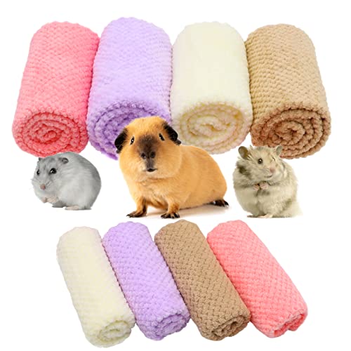 8 Pieces Guinea Pigs Quick-Dry Soft Jacquard Blankets Longer 29.5 X 13.8 & 11.8 X 11.8 with Skin-Friendly for Hamster Carpet Squirrel Bath Towel Small Pet Supplies Cage