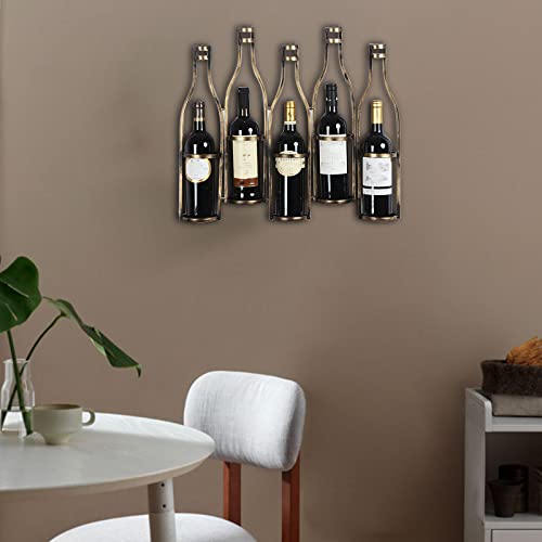 Gdrasuya10 Wall Mounted Wine Rack, Bottle Bronze Iron Holder Industrial Wine Storage Rack Durable Wine Hanging Display Stand for Home, Wine Cellar,Bar