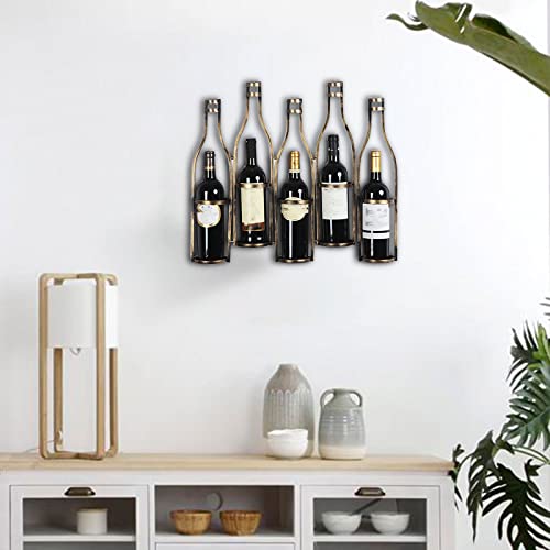 Gdrasuya10 Wall Mounted Wine Rack, Bottle Bronze Iron Holder Industrial Wine Storage Rack Durable Wine Hanging Display Stand for Home, Wine Cellar,Bar