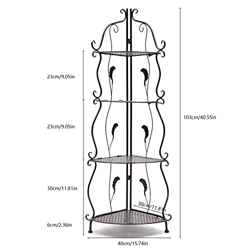 WANLECY 4 Layers Corner Shelf Stand, Metal Corner Bathroom Shelf Freestanding Toilet Bedroom Multi-Storey Shelf, Multipurpose Space Saving Storage Rack for Living Room, Kitchen, Bathroom