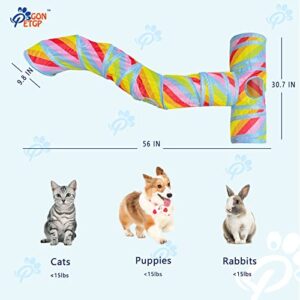 Cat Tunnel for Indoor Cats Large 2 in 1, with Play Ball S-Shape 3 Way Colorful Collapsible Interactive Peek Hole Pet Tube Toys, Puppy, Kitty, Kitten, Rabbit