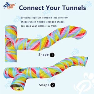 Cat Tunnel for Indoor Cats Large 2 in 1, with Play Ball S-Shape 3 Way Colorful Collapsible Interactive Peek Hole Pet Tube Toys, Puppy, Kitty, Kitten, Rabbit