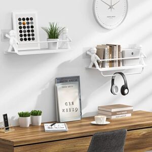 Floating Shelves Wall Mounted, DUSASA 2 Pack Modern Metal Wall Shelves for Bathroom, Kitchen, Bedroom, Bathroom Shelf with Floating Shelves White