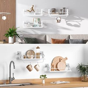 Floating Shelves Wall Mounted, DUSASA 2 Pack Modern Metal Wall Shelves for Bathroom, Kitchen, Bedroom, Bathroom Shelf with Floating Shelves White