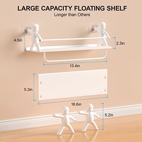 Floating Shelves Wall Mounted, DUSASA 2 Pack Modern Metal Wall Shelves for Bathroom, Kitchen, Bedroom, Bathroom Shelf with Floating Shelves White