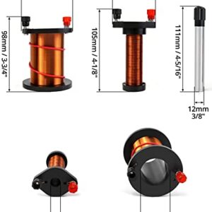 QWORK Demonstration Induction Coil with Primary Coil, Secondary Coil and Soft Iron Core Cylindrical Magnet for Physics Teaching, 2 Set