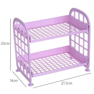 musltaiy Creative Two-Layer Hollow Plastic Rack Table Kitchen Organizer Bathroom Double Layer Cosmetic Storage Shelf,Blue