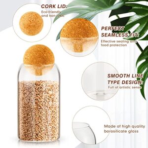 Suclain 5 Pack Storage Glass Jar Set Food Tank with Spherical Cork Cute Ball Candy Jars Clear Coffee Canister Airtight for Kitchen Bottle Holder Serving Spice Sugar Tea, 4 Sizes