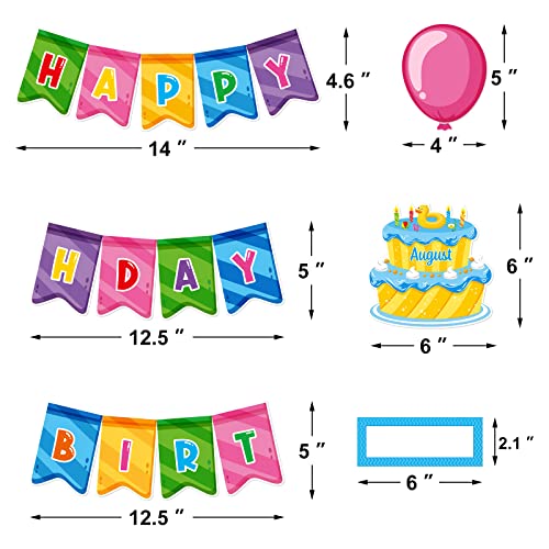 74 Pcs Happy Birthday Bulletin Board Set Includes Months Balloon Cut-Outs and Name Plates for Classroom Calendars Decor Wall Decorations