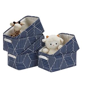 neykioy small storage baskets shelf 6 pack baskets for organizing, decorative baskets for gifts empty with handles (11.8"l x 7.8"w x 5.1"h-navy&white stripes)