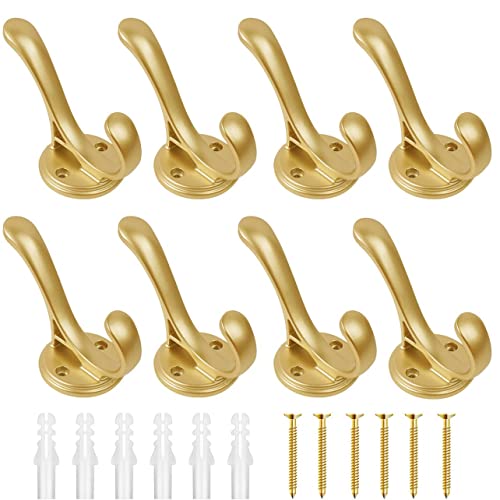 LVT-ENTERCOOK Set of 4 Yellow Heavy Duty Wall Mounted Hooks, Decorative Aluminum Alloy Coat and Hat Hanging Hook for Bathroom, Kitchen, Classroom, Folding Hanger Sturdy Coat and Towel