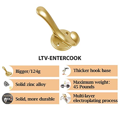 LVT-ENTERCOOK Set of 4 Yellow Heavy Duty Wall Mounted Hooks, Decorative Aluminum Alloy Coat and Hat Hanging Hook for Bathroom, Kitchen, Classroom, Folding Hanger Sturdy Coat and Towel