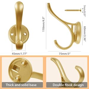 LVT-ENTERCOOK Set of 4 Yellow Heavy Duty Wall Mounted Hooks, Decorative Aluminum Alloy Coat and Hat Hanging Hook for Bathroom, Kitchen, Classroom, Folding Hanger Sturdy Coat and Towel