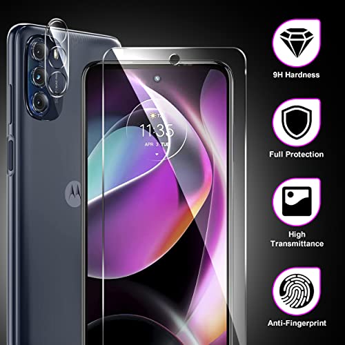 Cizerin 4 Pack Screen Protector for Motorola Moto G 5G 2022-2 Pack Tempered Glass Screen Protector and 2 Pack Camera Lens Protector - Shatter Proof- HD Clarity