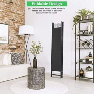 Room Divider 5.6FT Folding Privacy Screen 4 Panel Freestanding Partition Divider for Room Separation Steel Frame Screen for Home Office Bedroom,Black