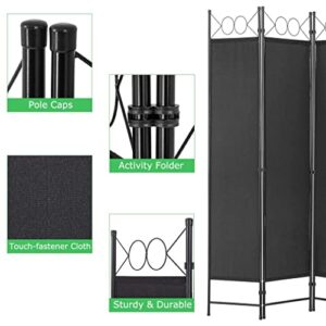 Room Divider 5.6FT Folding Privacy Screen 4 Panel Freestanding Partition Divider for Room Separation Steel Frame Screen for Home Office Bedroom,Black