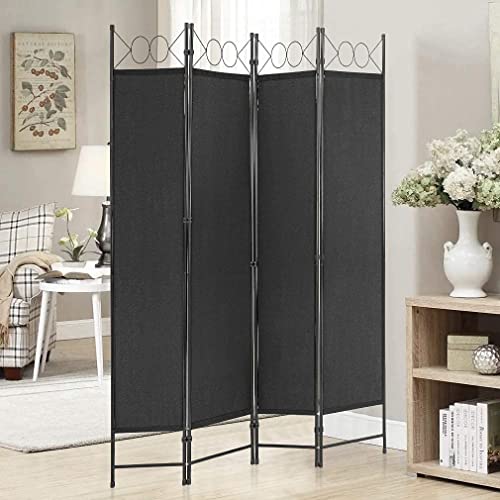 Room Divider 5.6FT Folding Privacy Screen 4 Panel Freestanding Partition Divider for Room Separation Steel Frame Screen for Home Office Bedroom,Black