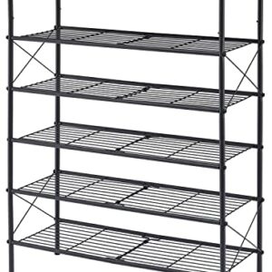 Tajsoon 6-Tier Shoe Rack Organizer, Industrial Shoe Rack for Closet Entryway, Metal Mesh Shoe Storage Shelf with X Shape Fixed Frame, Rustic Brown and Black