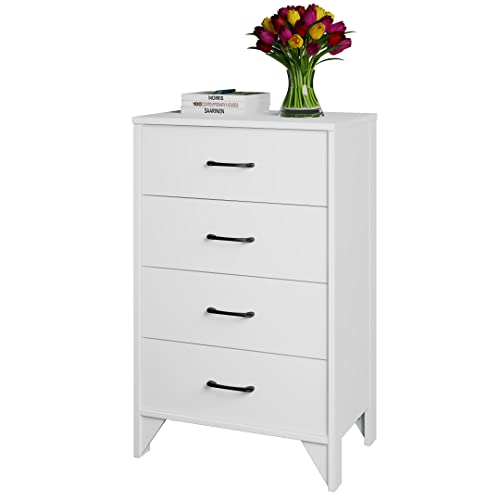 Panana 2/3/4 Drawer Dresser, Chest of Drawers Wooden Storage Dresser Cabinet Bedroom Furniture (White, 4 Drawer)