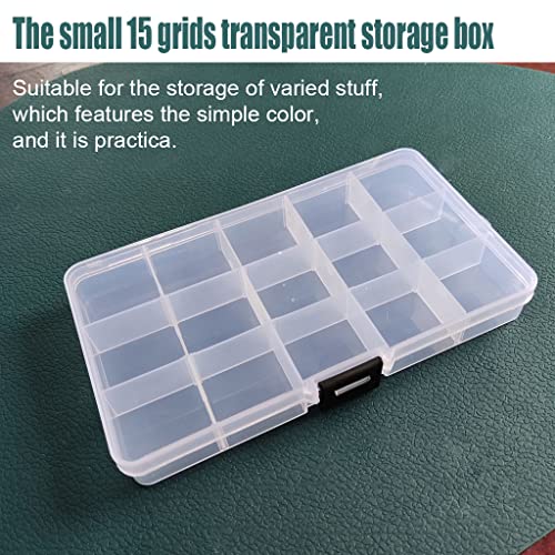 MINGXI 4 Pcs 15 Grids Clear Organizer Box Plastic Storage Container with Adjustable Dividers for Beads Art DIY Crafts Jewelry Fishing Electronics Small Parts