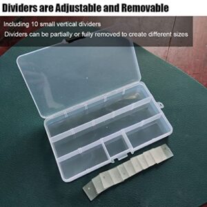 MINGXI 4 Pcs 15 Grids Clear Organizer Box Plastic Storage Container with Adjustable Dividers for Beads Art DIY Crafts Jewelry Fishing Electronics Small Parts