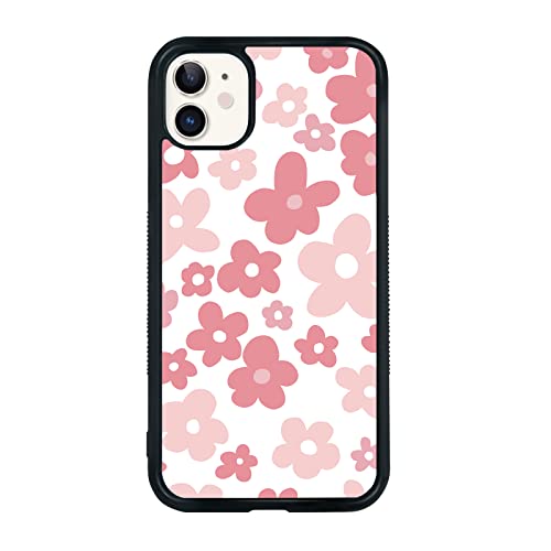 Pink Flower Phone Case Compatible with iPhone 11 6.1 Inch - Shockproof Protective TPU Aluminum Cute Pink Floral iPhone Case Designed for iPhone 11 Case for Men Girls Women Boys (Bloom)