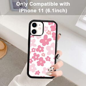 Pink Flower Phone Case Compatible with iPhone 11 6.1 Inch - Shockproof Protective TPU Aluminum Cute Pink Floral iPhone Case Designed for iPhone 11 Case for Men Girls Women Boys (Bloom)