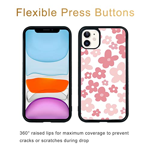 Pink Flower Phone Case Compatible with iPhone 11 6.1 Inch - Shockproof Protective TPU Aluminum Cute Pink Floral iPhone Case Designed for iPhone 11 Case for Men Girls Women Boys (Bloom)