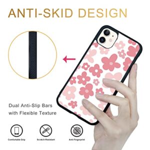 Pink Flower Phone Case Compatible with iPhone 11 6.1 Inch - Shockproof Protective TPU Aluminum Cute Pink Floral iPhone Case Designed for iPhone 11 Case for Men Girls Women Boys (Bloom)